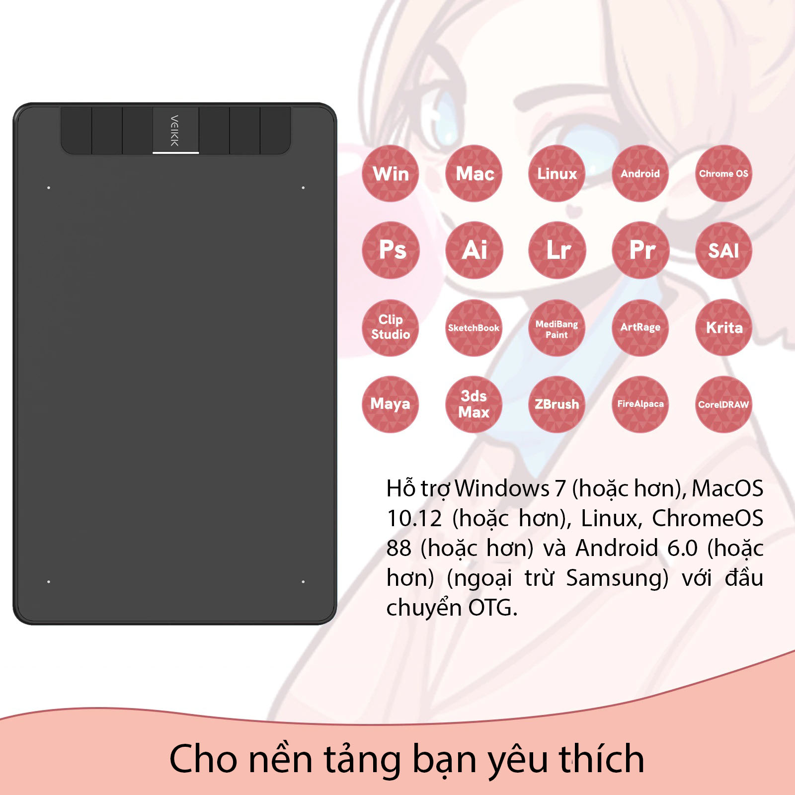Bảng Vẽ Điện Tử VEIKK VK640 Android Mặt Nhám Mô Phỏng Giấy Vẽ (Tặng ...