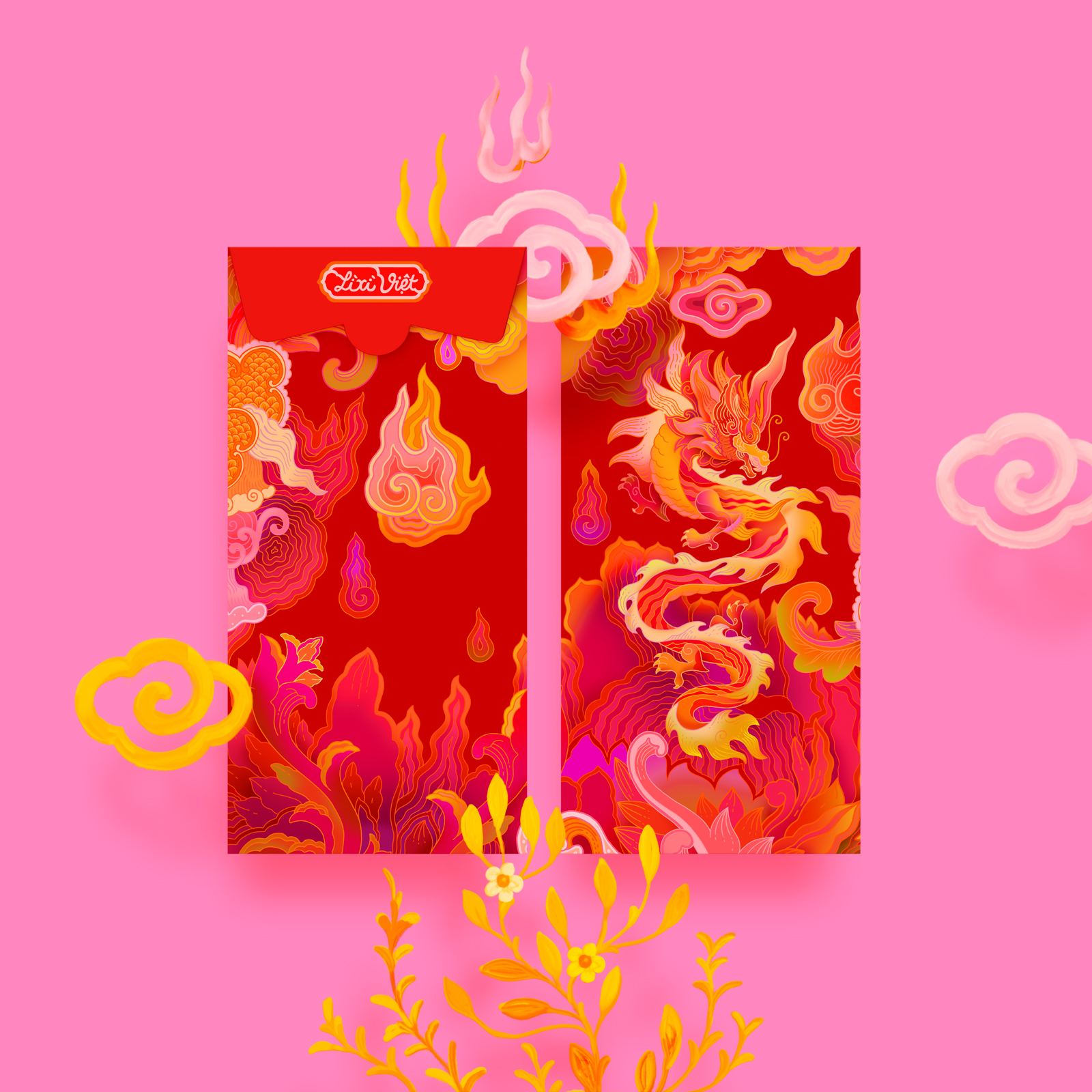 Bao Lì Xì Rồng Việt - Đỏ - Lốc 4 cái | BookBuy.vn